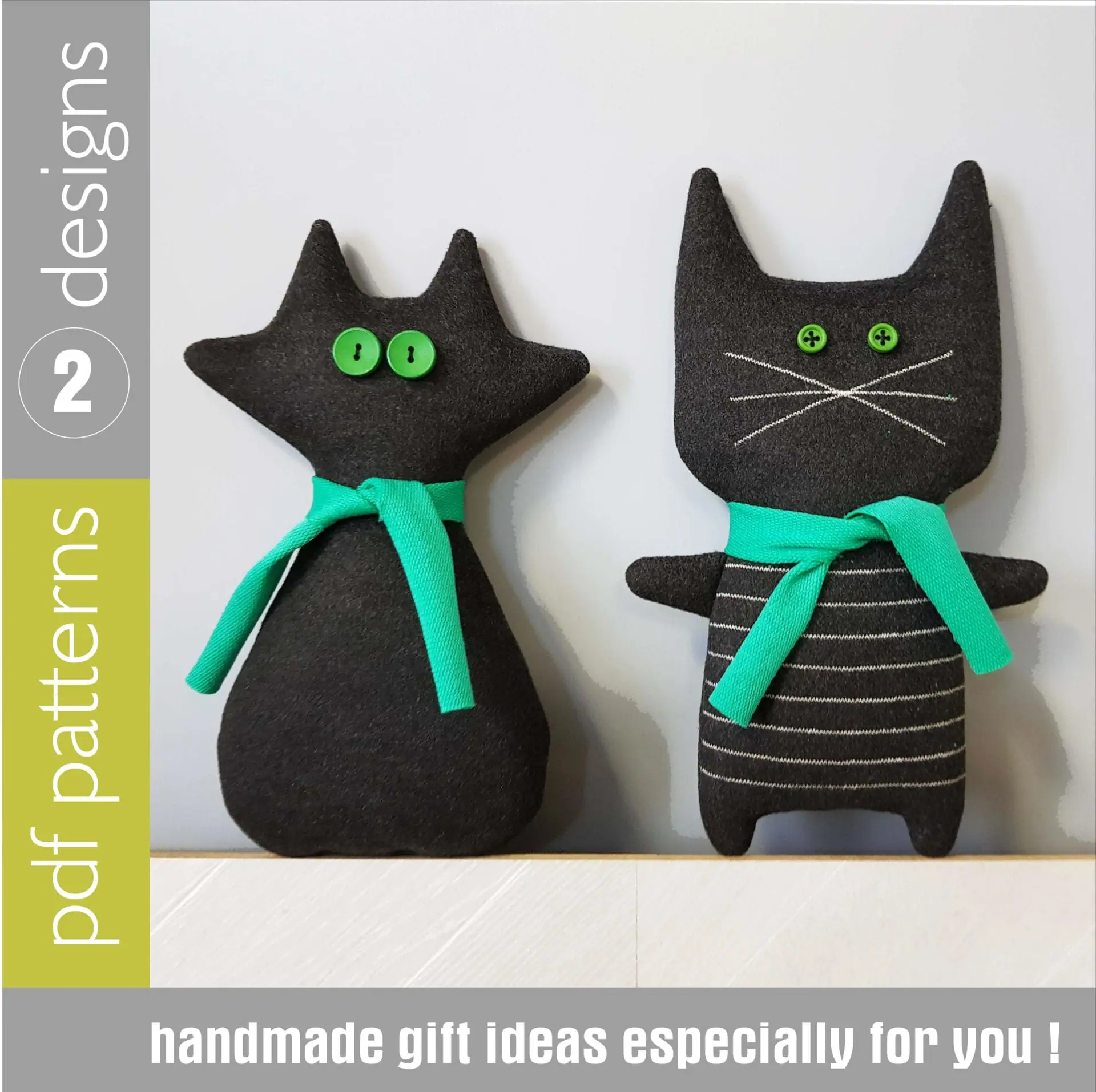 Black Cats sewing patterns PDF, 2 tutorials, Halloween dolls diy ...