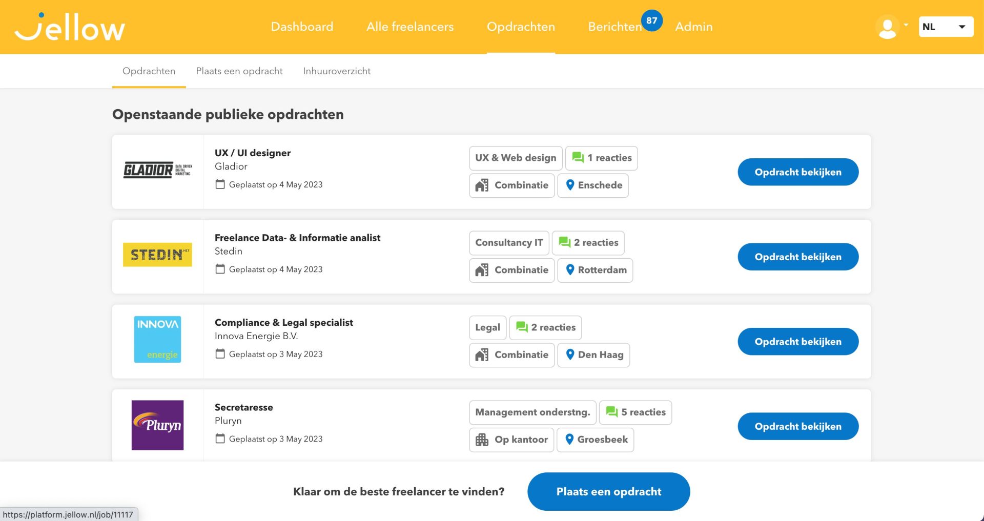 NIEUW: Open publieke opdrachten op Jellow