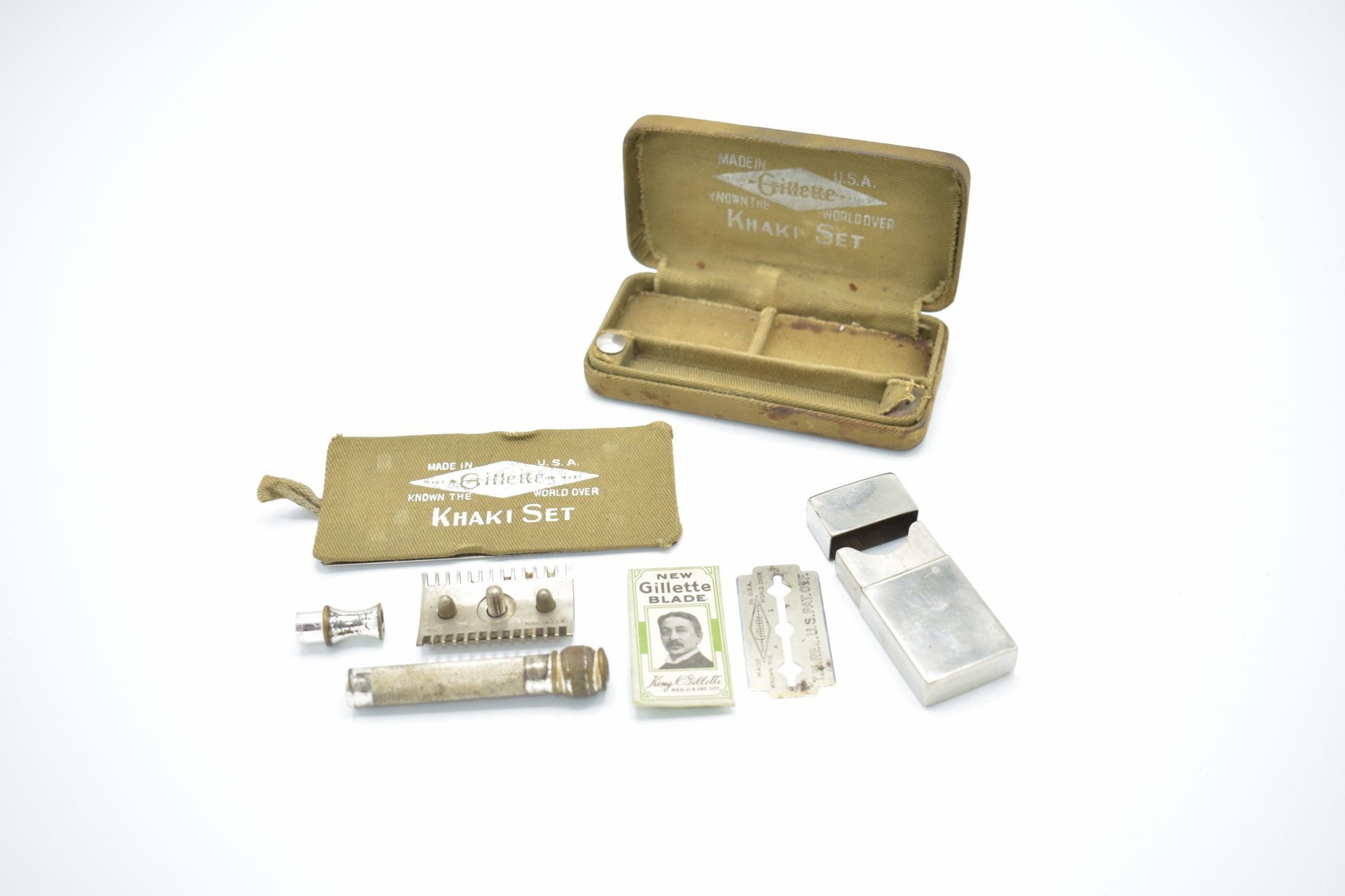 U.S Army WW1 Complete Shaving Kit Gillette “Khaki Set” – Byf41
