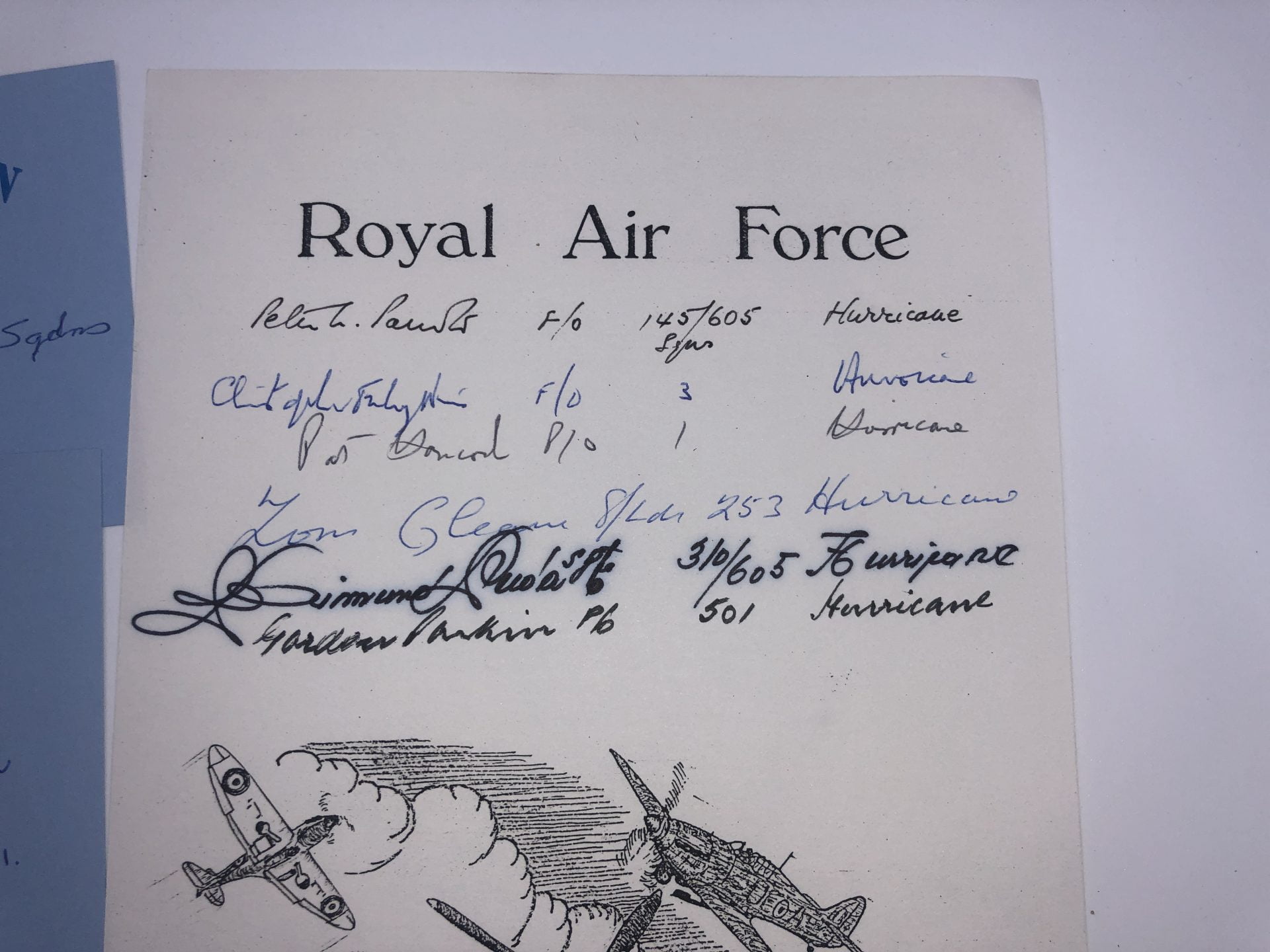 Signatures RAF pilots – Byf41