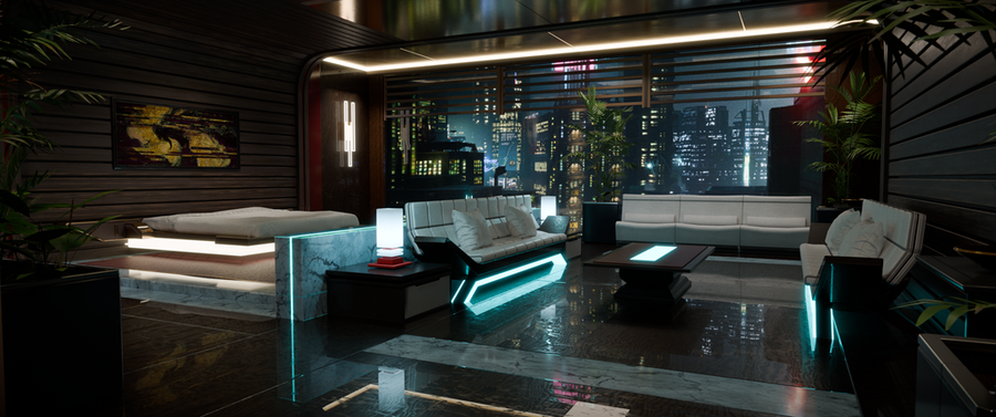 Open3DLab • Cyberpunk 2077 - Dark Matter Night Club and Hotel Room