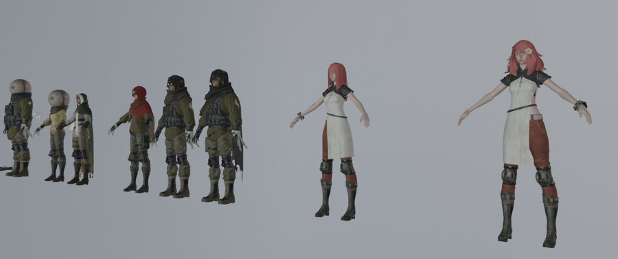 Open3DLab • NieR automata NPC. YoRHa units, Resistances members ...