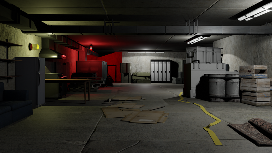 Open3DLab • Underground Hideout (Blender 4.1)