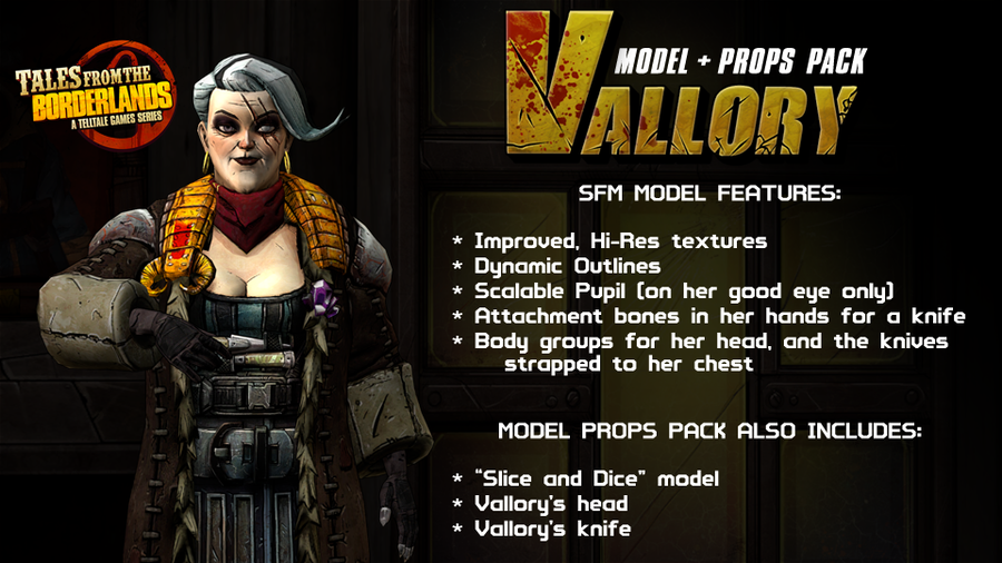SFMLab • Tales from the Borderlands: Vallory (Model + Props Pack)