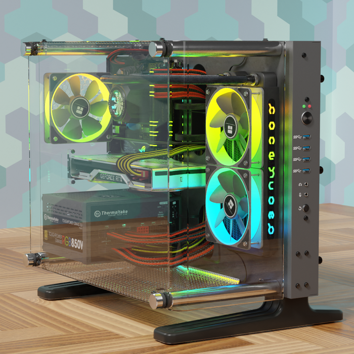 Open3DLab • Mini ITX PC Honeycomb. In A Shortened Thermaltake P3 Housing.