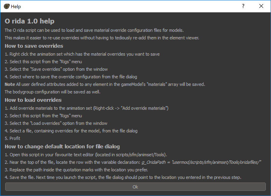 SFMLab • O rida - Materials override helper script