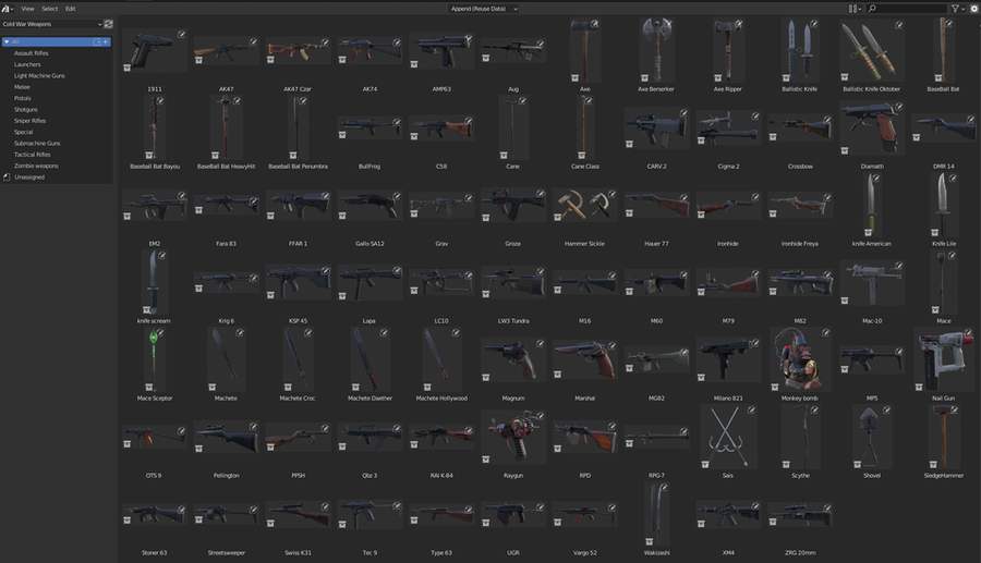 Open3DLab • Cold war Weapons asset library